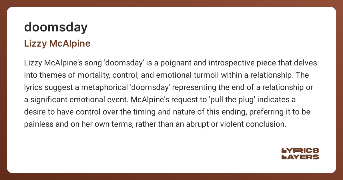 Meaning of DOOMSDAY (Lizzy McAlpine)