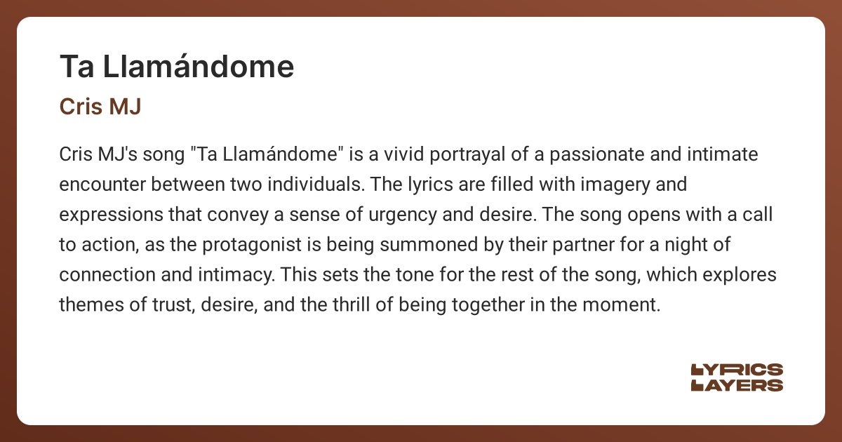 TA LLAMÁNDOME: traduction française de Cris MJ