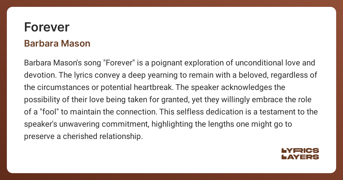 Meaning of FOREVER (Barbara Mason)