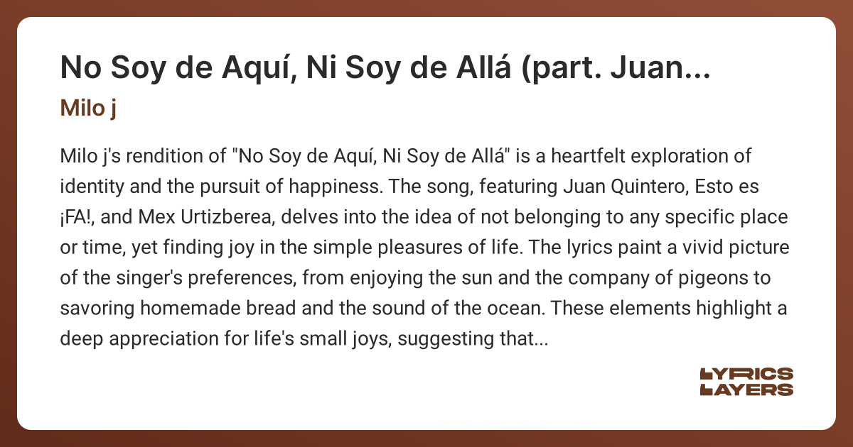 No Soy de Aquí, Ni Soy de Allá (part. Juan Quintero, Esto es ¡FA! y Mex ...