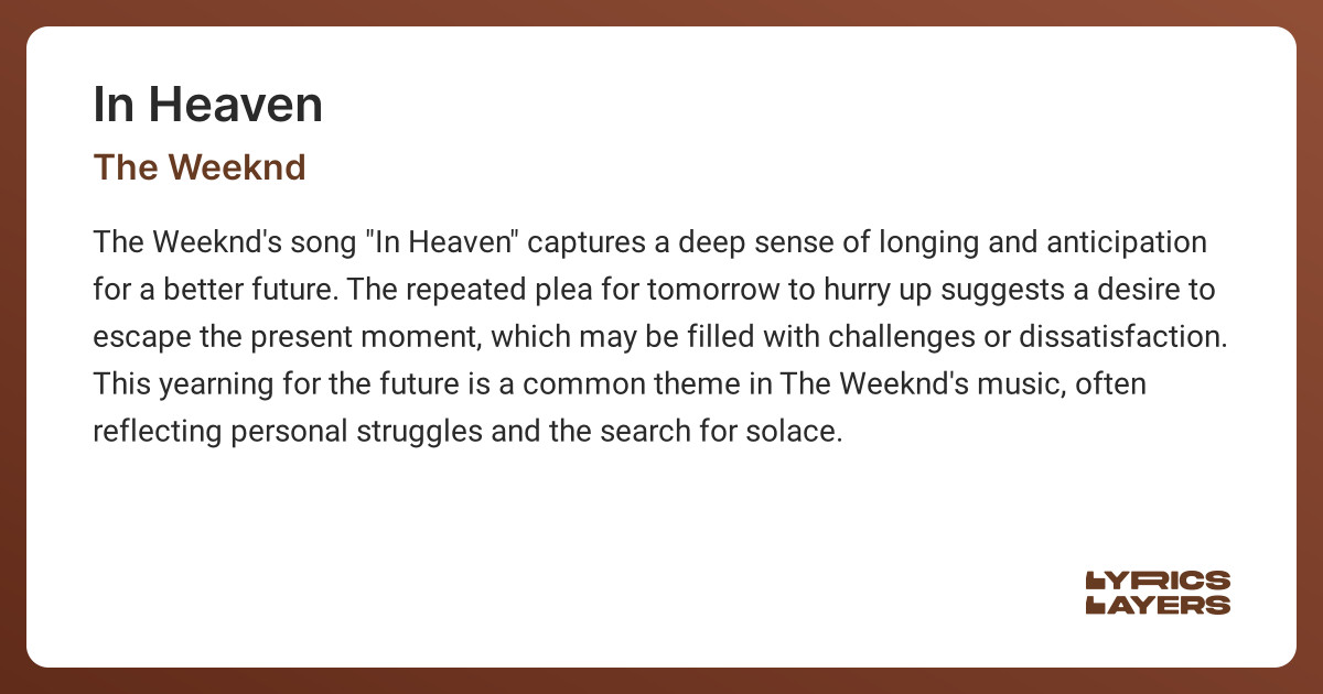 Meaning of IN HEAVEN (The Weeknd)