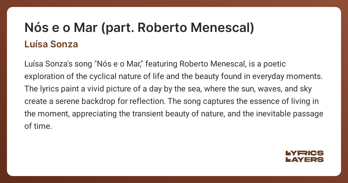 Nós e o Mar (part. Roberto Menescal) (Lyrics in English) - Luísa Sonza