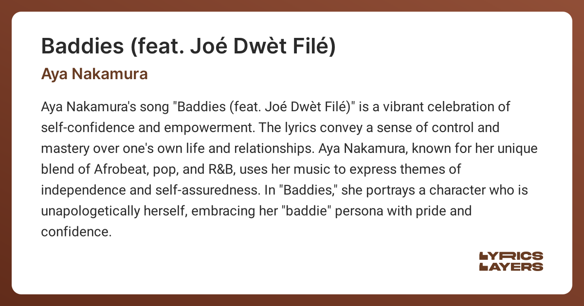 Meaning of Baddies (feat. Joé Dwèt Filé) (Aya Nakamura)