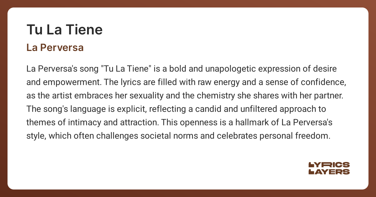 TU LA TIENE (Lyrics in English) - La Perversa