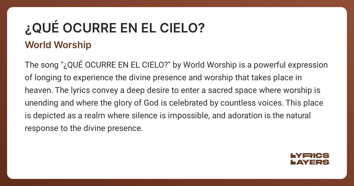 ¿QUÉ OCURRE EN EL CIELO?: traduction française de World Worship