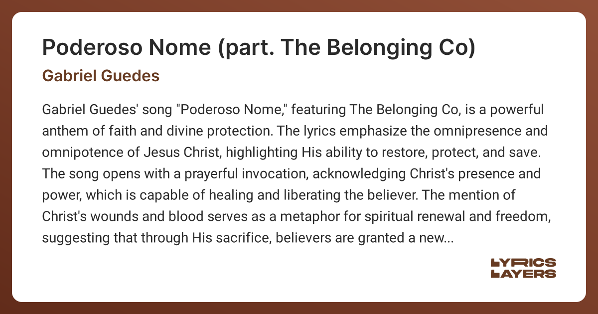 Meaning of Poderoso Nome (part. The Belonging Co) (Gabriel Guedes)