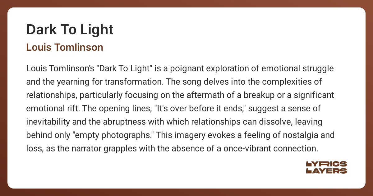 Meaning of DARK TO LIGHT (Louis Tomlinson)