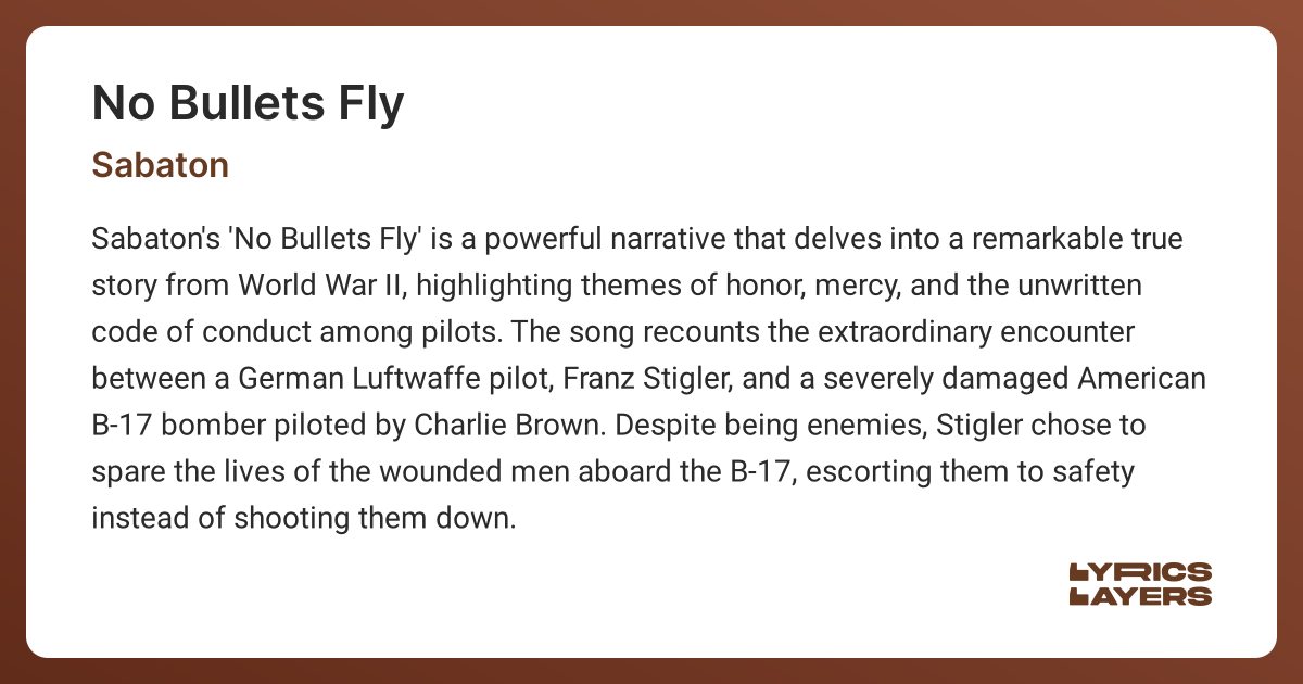 Meaning of NO BULLETS FLY (Sabaton)