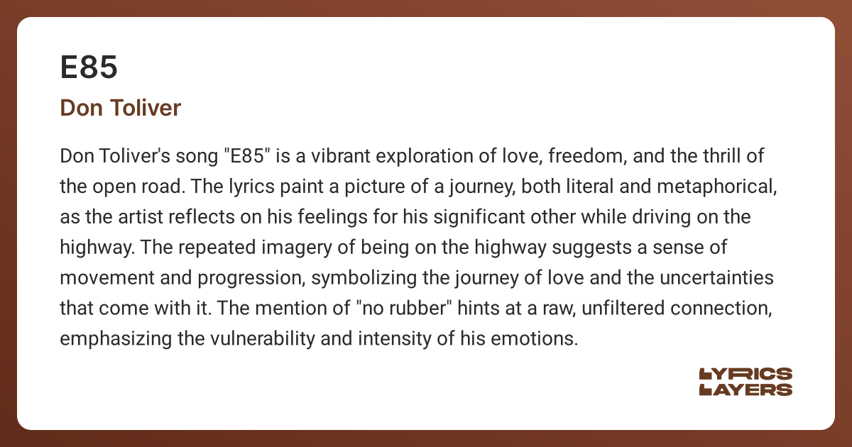 Meaning of E85 (Don Toliver)