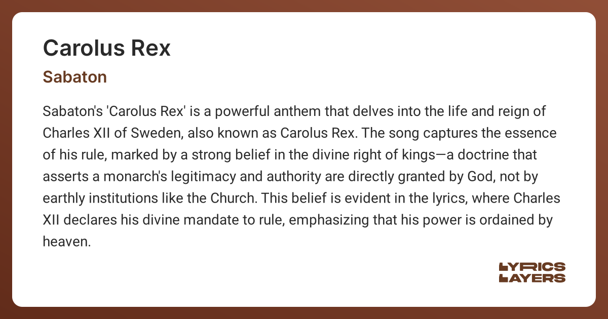 Meaning of CAROLUS REX (Sabaton)
