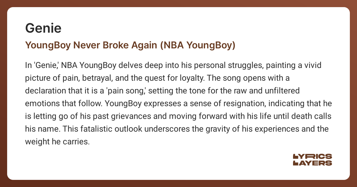 Meaning of GENIE (YoungBoy Never Broke Again (NBA YoungBoy))