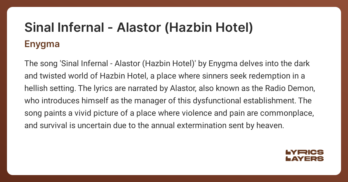 Meaning of Sinal Infernal - Alastor (Hazbin Hotel) (Enygma)