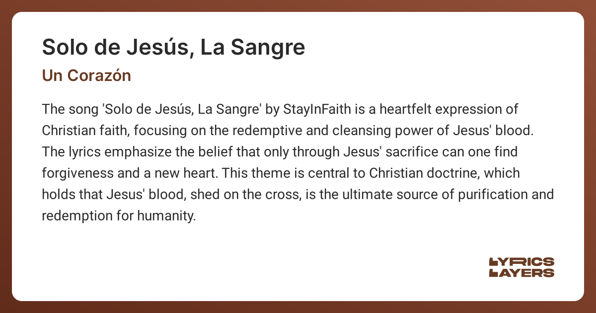 SOLO DE JESÚS, LA SANGRE (Lyrics in English) - Un Corazón