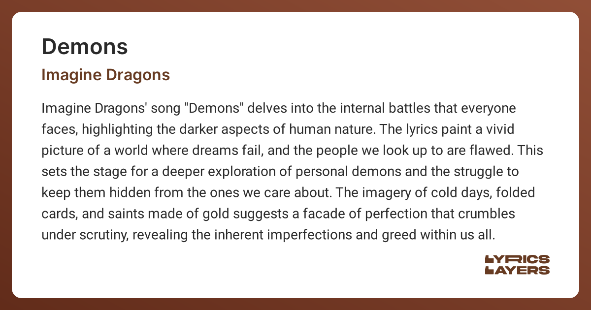 Meaning of DEMONS (Imagine Dragons)
