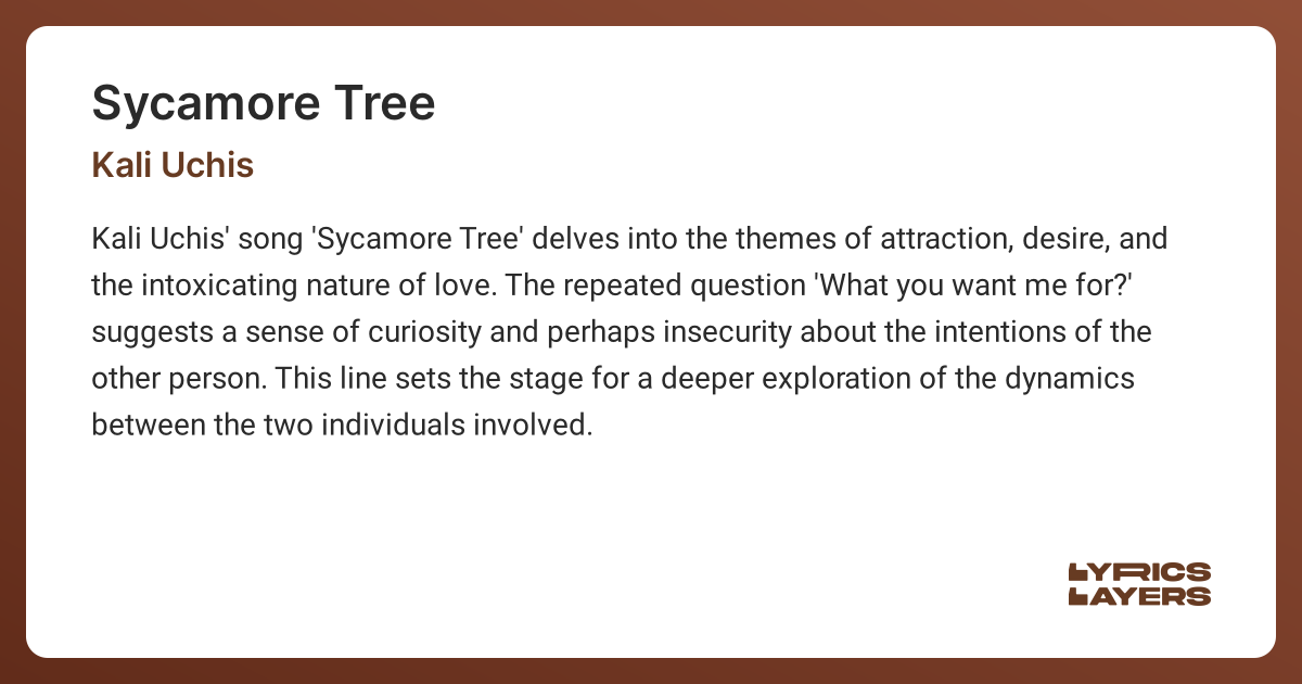 Meaning of SYCAMORE TREE (Kali Uchis)