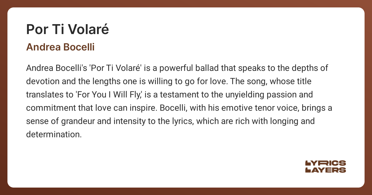 POR TI VOLARÉ (Lyrics in English) - Andrea Bocelli