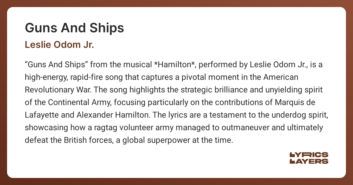 Meaning of GUNS AND SHIPS (Leslie Odom Jr.)