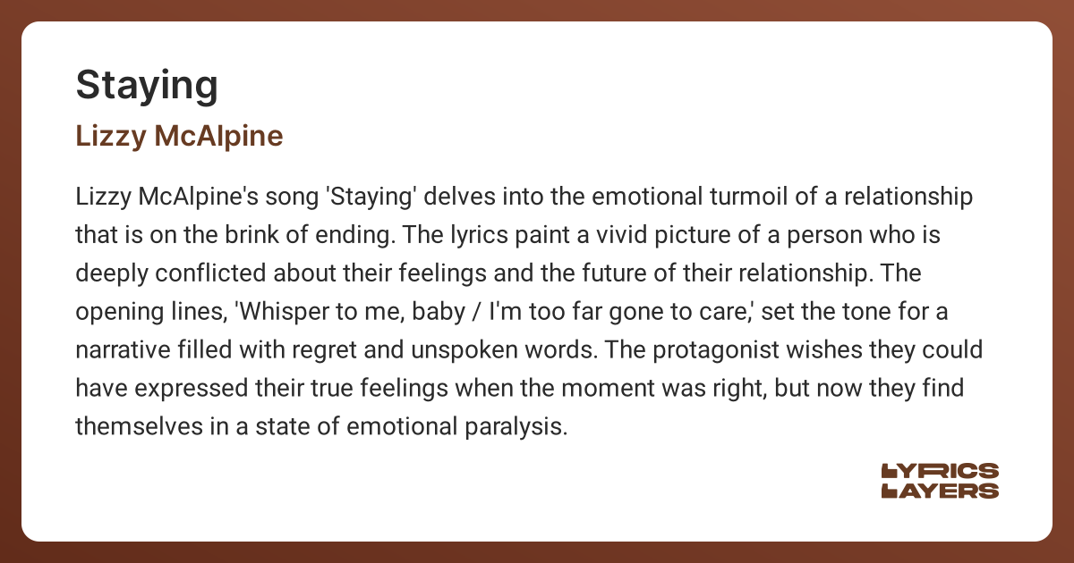 Meaning of STAYING (Lizzy McAlpine)