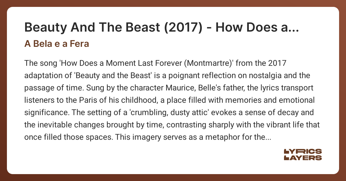 Meaning of Beauty And The Beast (2017) - How Does a Moment Last Forever ...