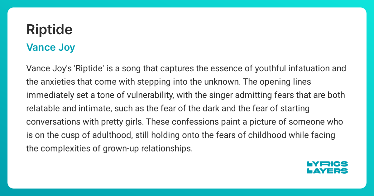 Meaning of RIPTIDE (Vance Joy)