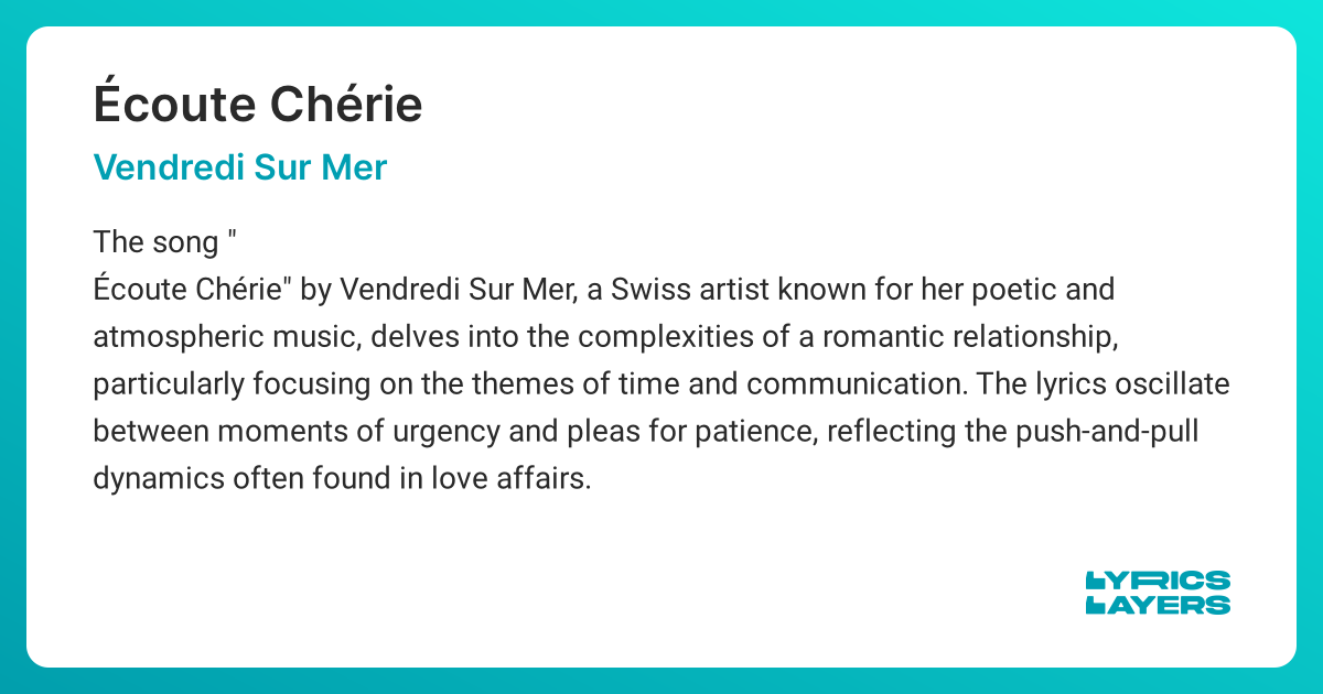 ÉCOUTE CHÉRIE (Lyrics in English) - Vendredi Sur Mer