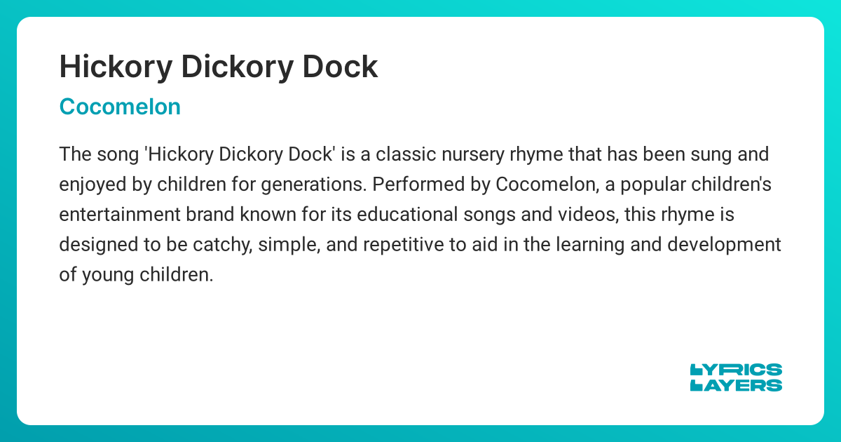Meaning of HICKORY DICKORY DOCK (Cocomelon)