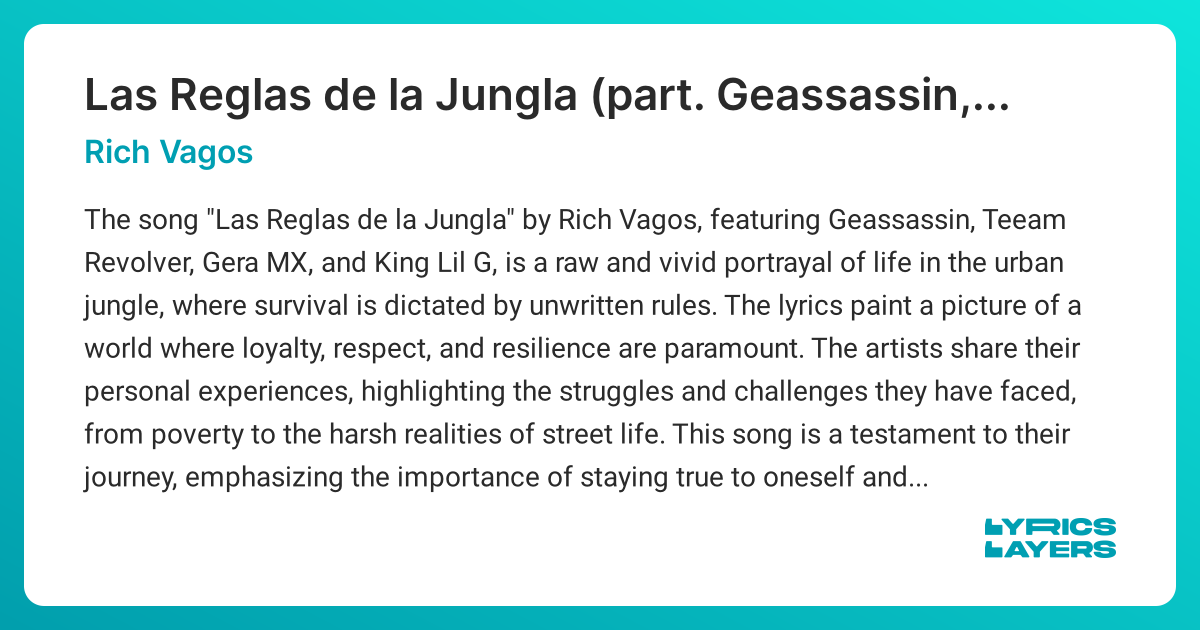 Meaning of Las Reglas de la Jungla (part. Geassassin, Teeam Revolver ...