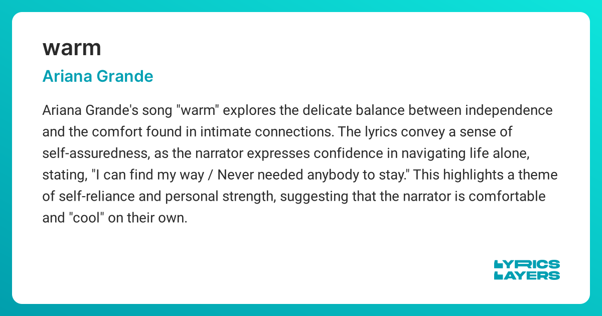 Meaning of WARM (Ariana Grande)