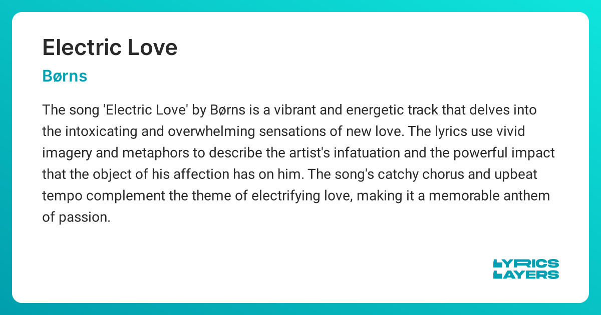 Meaning of ELECTRIC LOVE (Børns)