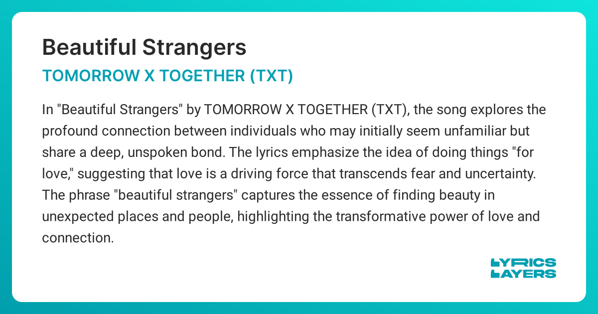 BEAUTIFUL STRANGERS (Lyrics in English) - TOMORROW X TOGETHER (TXT)