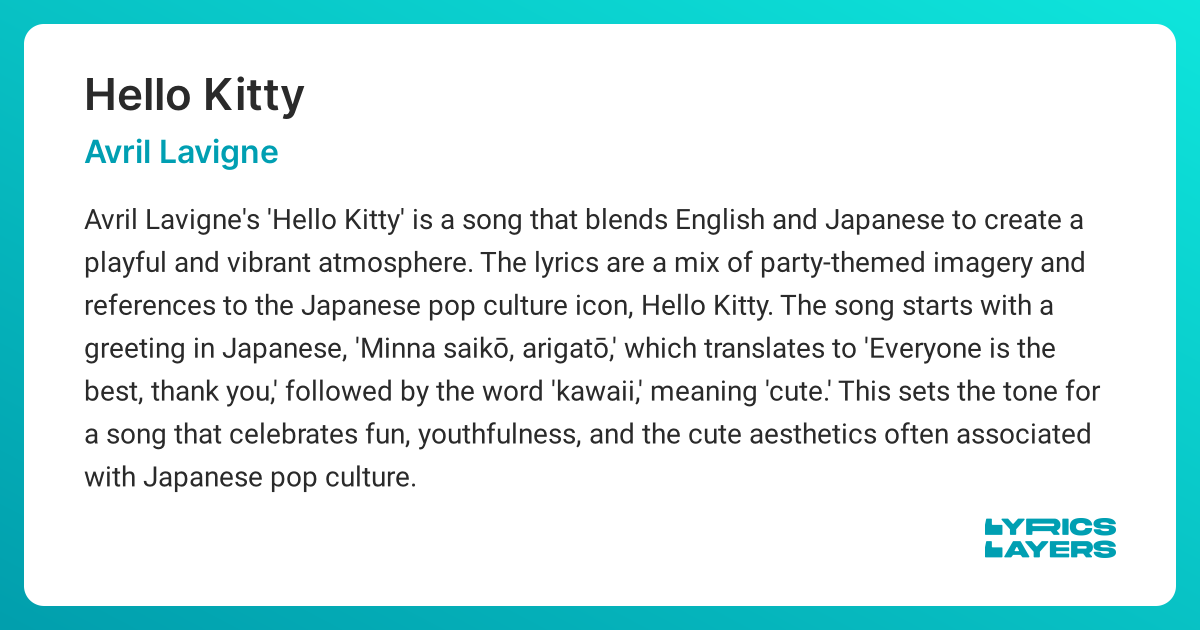 Meaning of HELLO KITTY (Avril Lavigne)