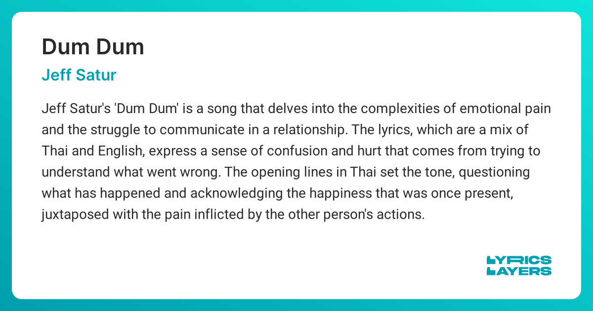 DUM DUM (Lyrics in English) - Jeff Satur