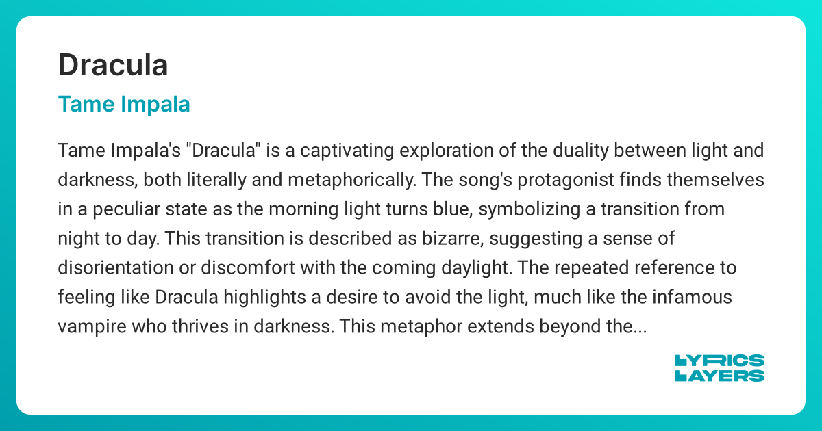 Meaning of DRACULA (Tame Impala)