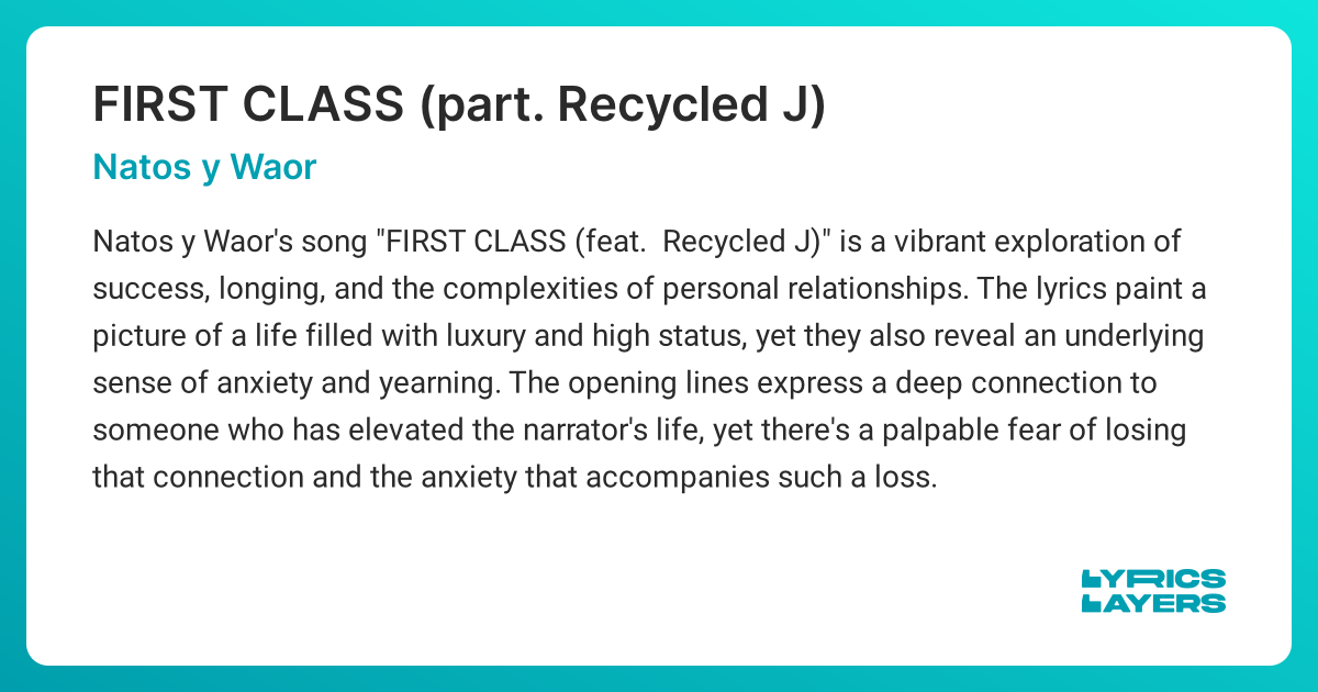 FIRST CLASS (PART. RECYCLED J) (Lyrics in English) - Natos y Waor