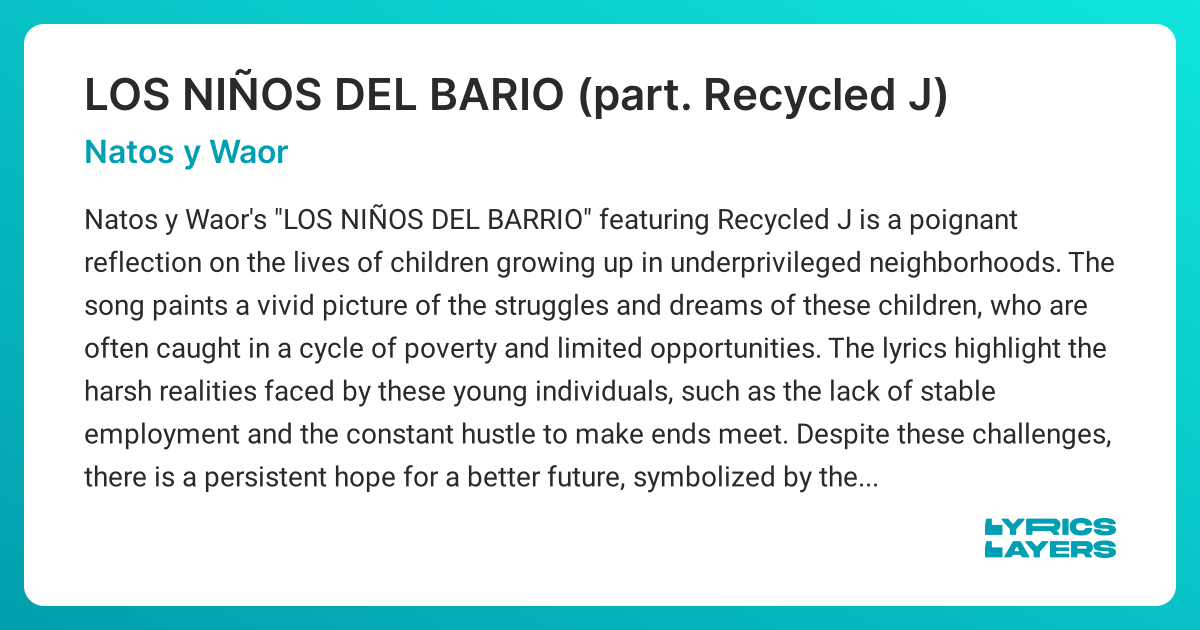 LOS NIÑOS DEL BARIO (part. Recycled J): Nederlandse vertaling van Natos ...