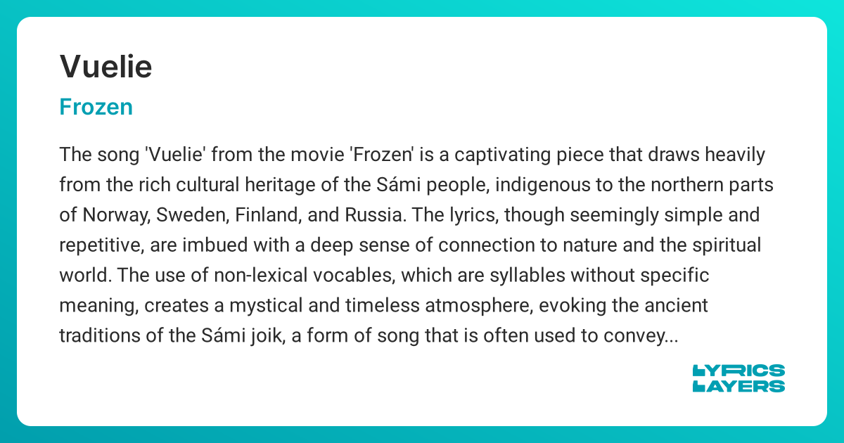 VUELIE (Lyrics in English) - Frozen