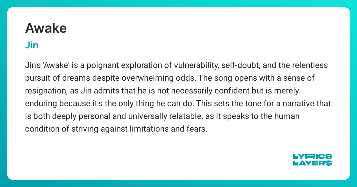 AWAKE (Lyrics in English) - Jin