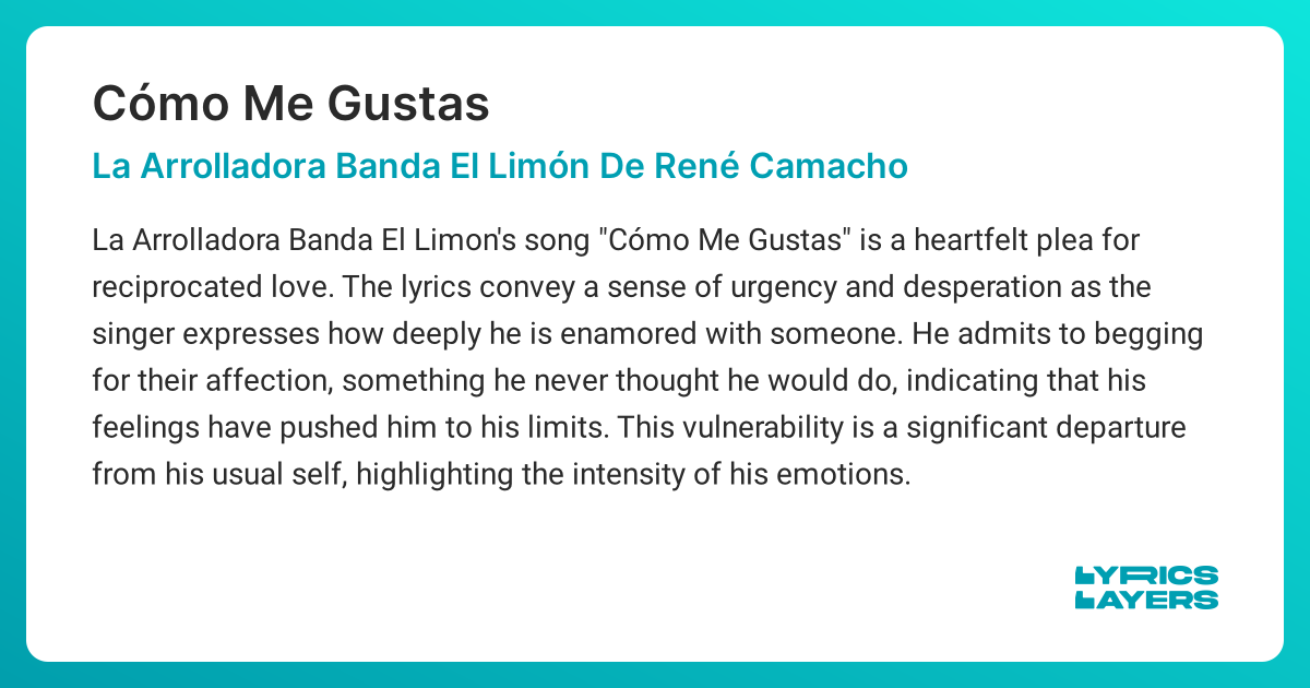 CÓMO ME GUSTAS: traduction française de La Arrolladora Banda El Limón ...