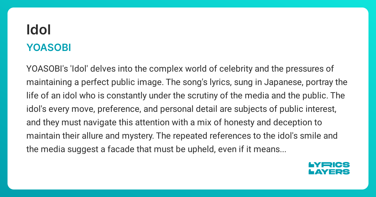 IDOL (Lyrics in English) - YOASOBI