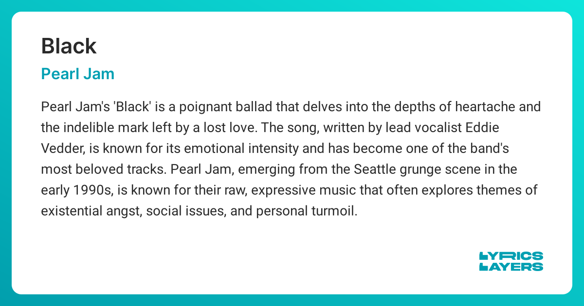 Meaning of BLACK (Pearl Jam)