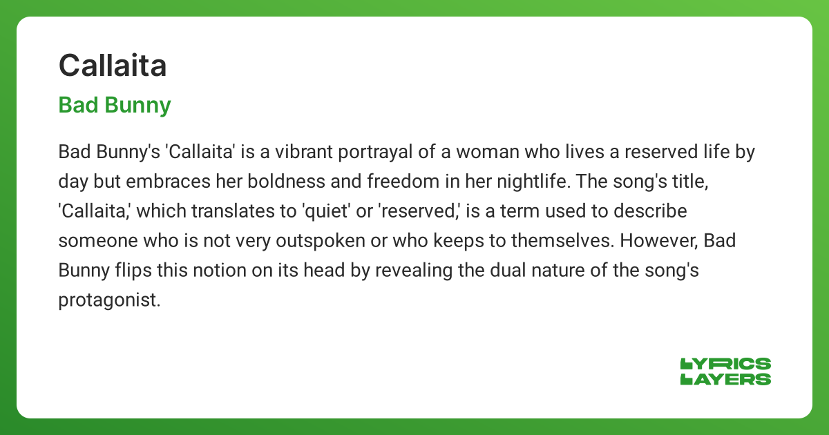 CALLAITA (Lyrics in English) - Bad Bunny