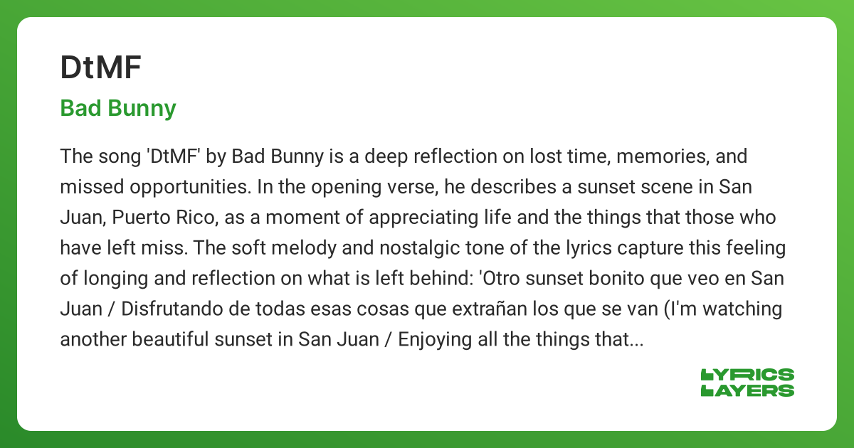 Meaning of DTMF (Bad Bunny)