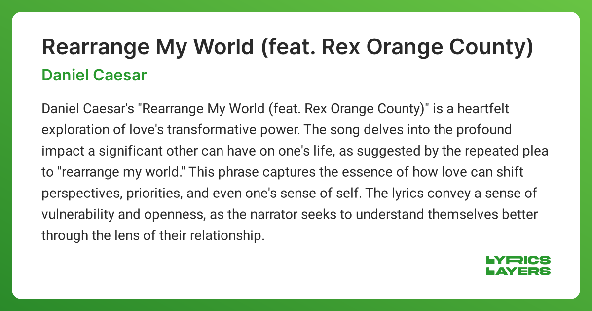 Rearrange My World (feat. Rex Orange County): traduction française de ...