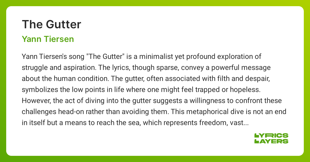 Meaning of THE GUTTER (Yann Tiersen)