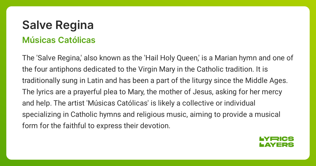 SALVE REGINA (Lyrics in English) - Músicas Católicas