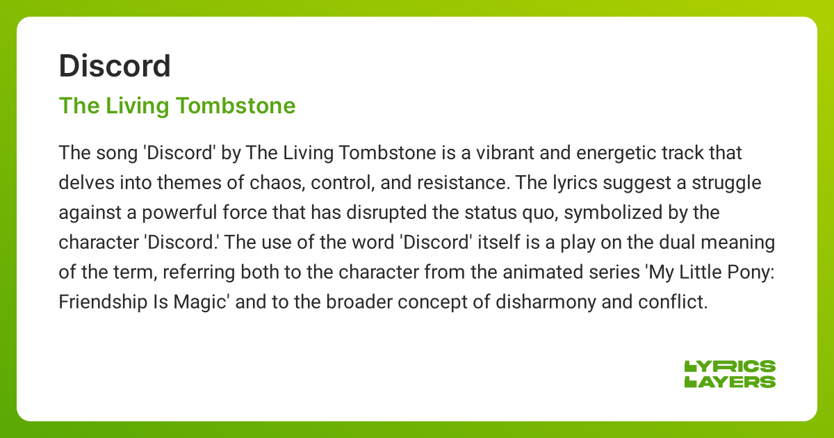 Meaning of DISCORD (The Living Tombstone)