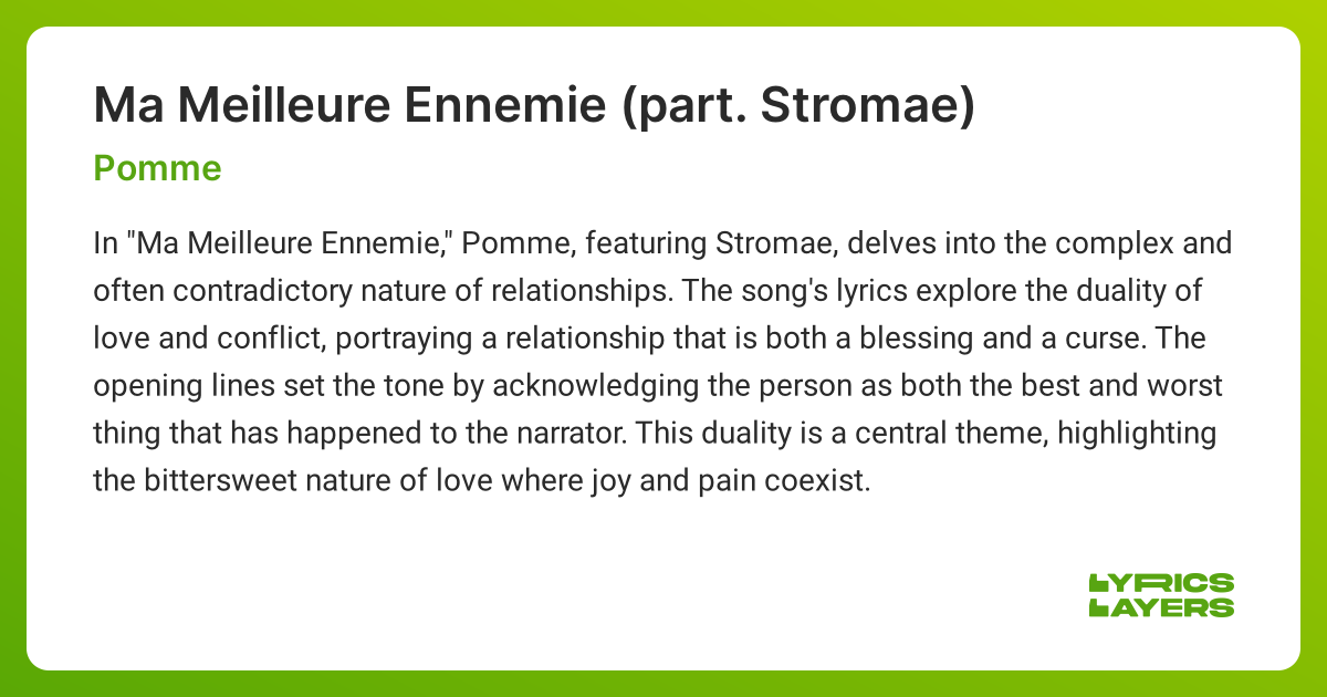 Ma Meilleure Ennemie (part. Stromae) (Lyrics in English) - Pomme