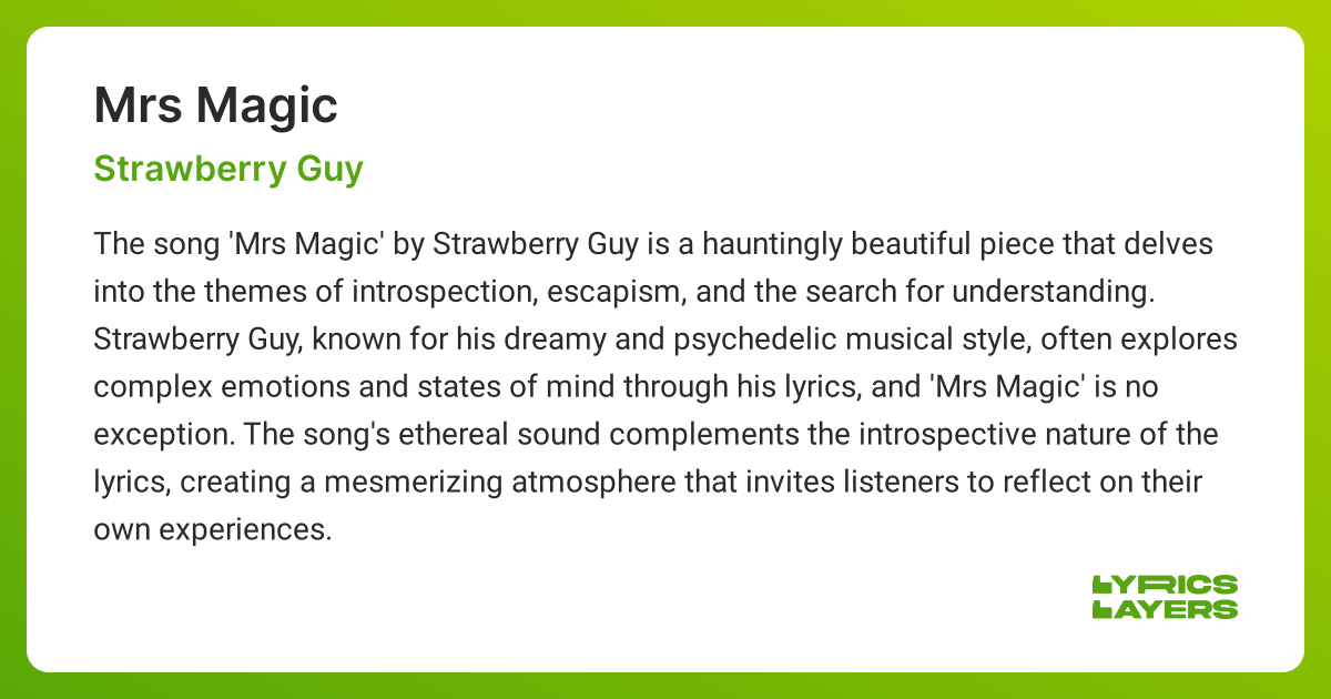 MRS MAGIC - Strawberry Guy - LYRICSLAYERS.COM