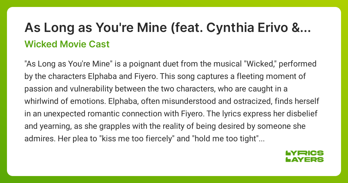 Meaning of As Long as You're Mine (feat. Cynthia Erivo & Jonathan ...