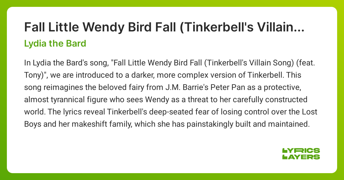 Meaning of Fall Little Wendy Bird Fall (Tinkerbell's Villain Song ...
